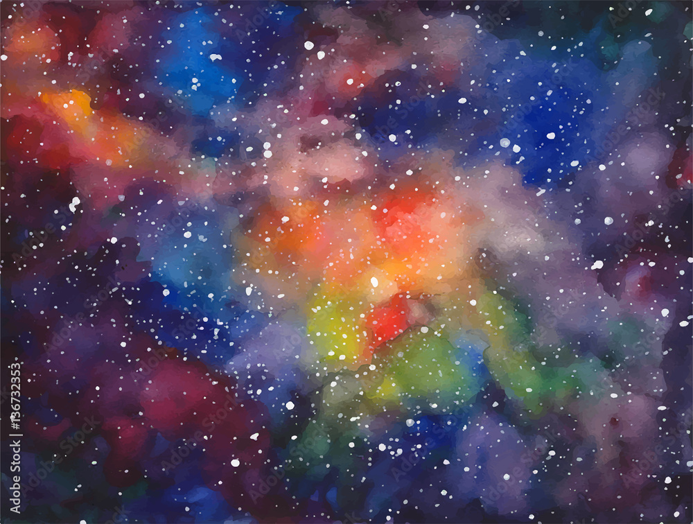 Watercolor space background. Vector illustration. Stock Vector | Adobe ...