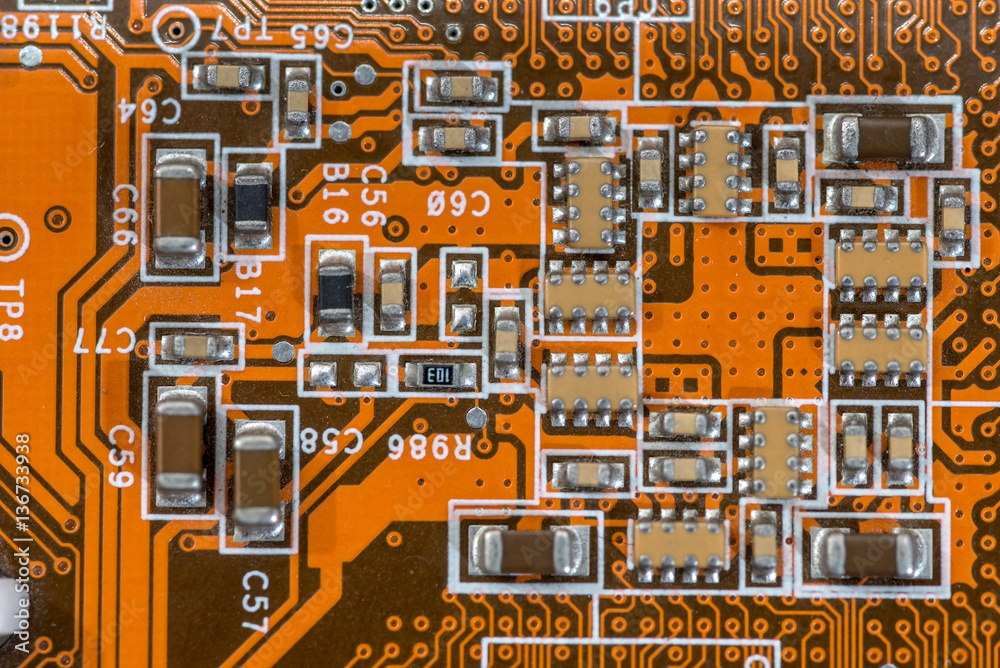 Circuit board. Technology and electronics - part of old motherboard ...