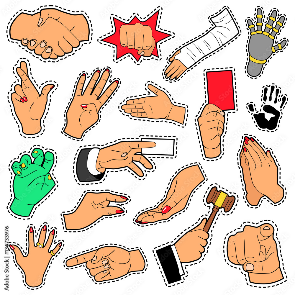 Hands and Arms Set with Different Signs for Scrapbook, Prints and ...