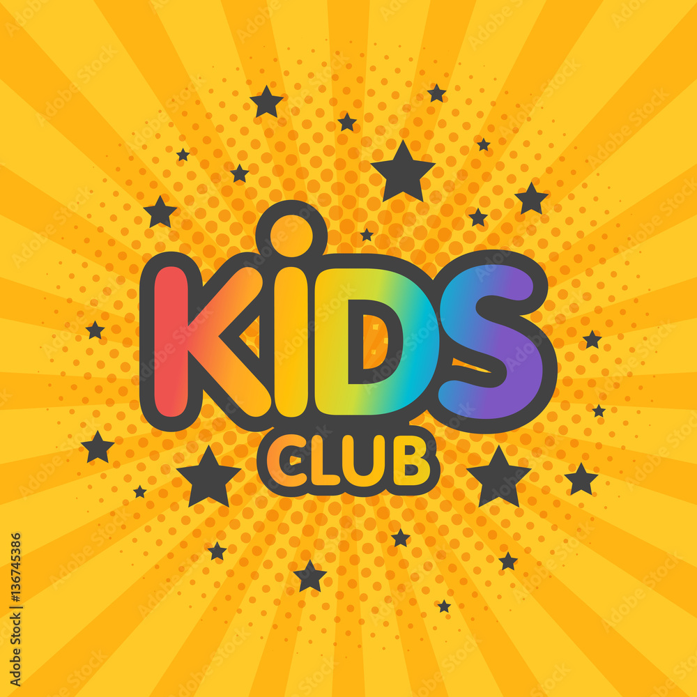 Kids club letter sign poster vector illustration Stock Vector | Adobe Stock