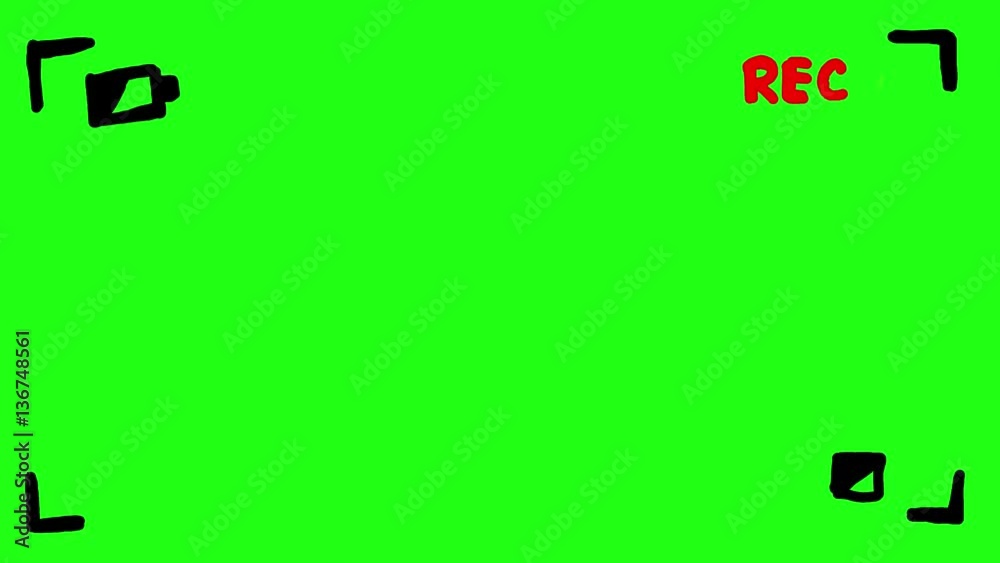 Handmade REC filming video screen doodle animation. Green screen chroma ...