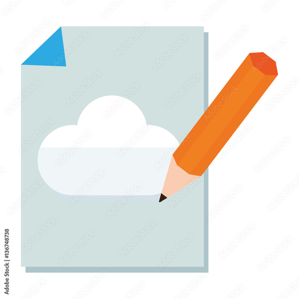 pencil drawing a cloud in sheet of notebook vector illustration Stock ...