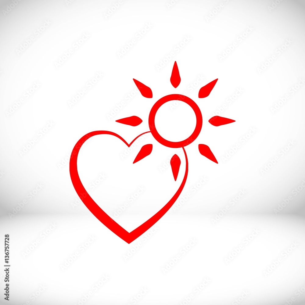 heart and the sun icon stock vector illustration flat design Stock ...