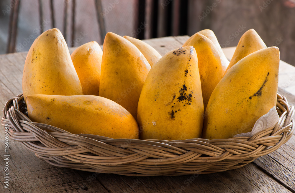 Thai Mangoes on the basket Stock Photo | Adobe Stock