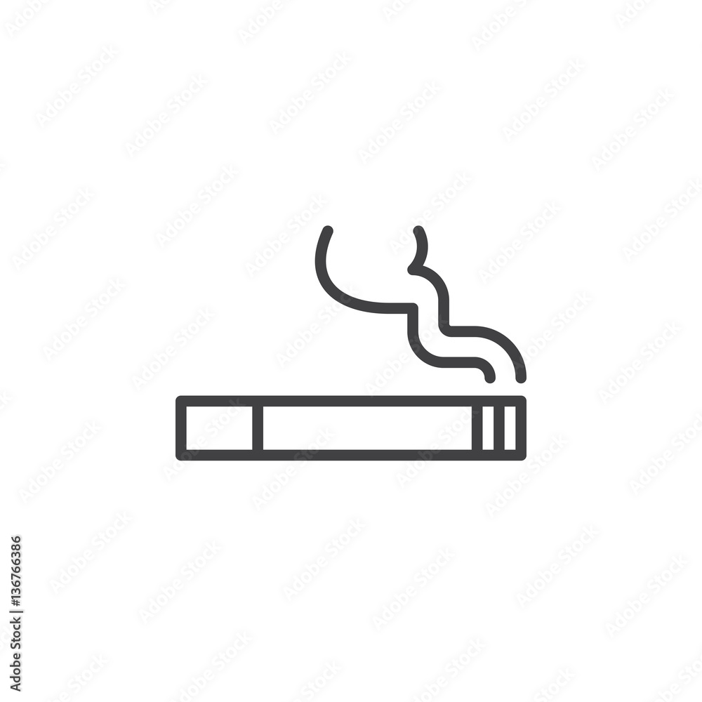 Cigarette line icon, outline vector sign, linear style pictogram ...