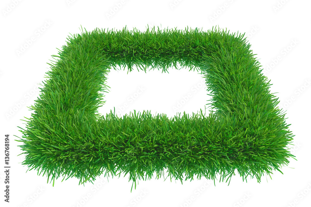 green grass rectangle piece. 3d rendering nature Stock Illustration ...