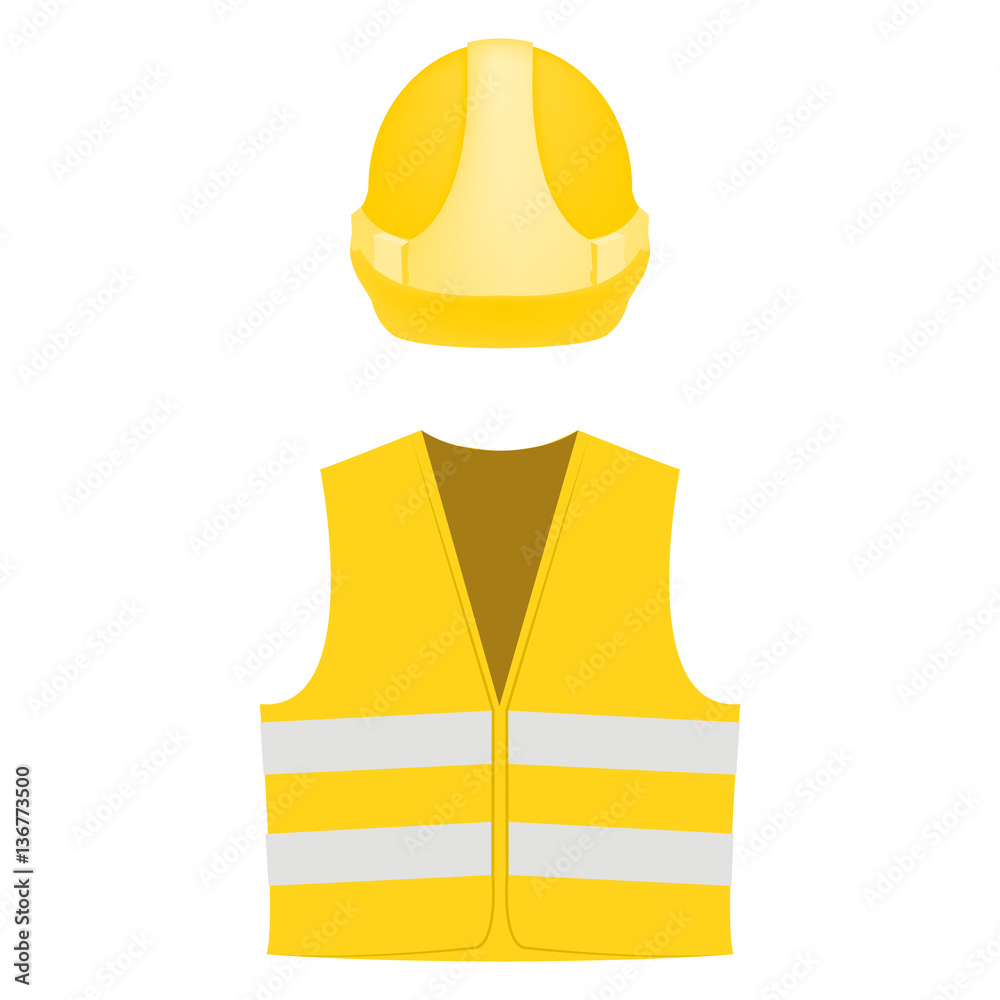 Building, construction worker safety equipment yellow color, place your ...