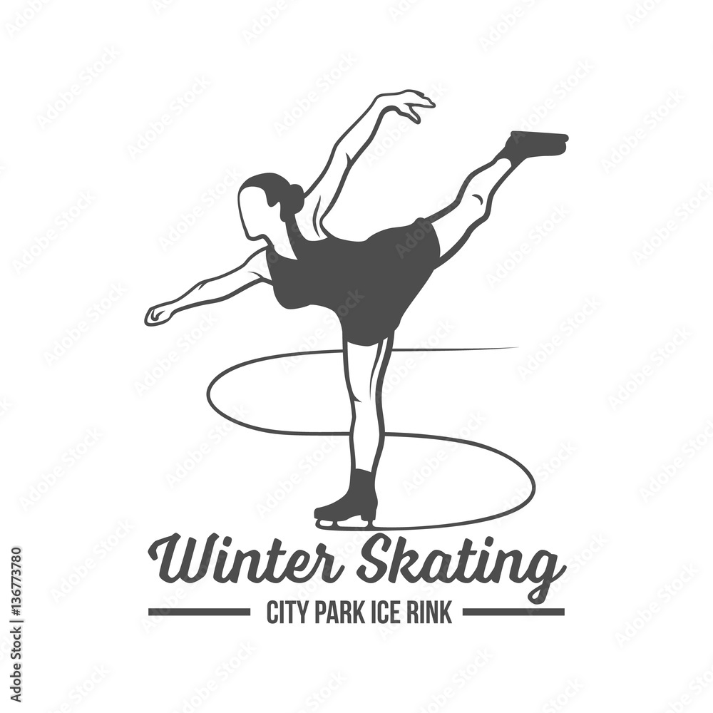 Ice Skating label logo design elements Stock Vector | Adobe Stock