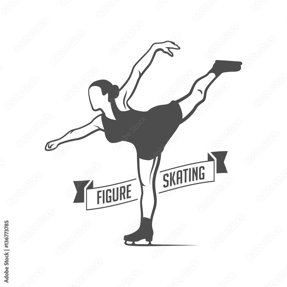 Ice Skating label logo design elements Stock Vector | Adobe Stock