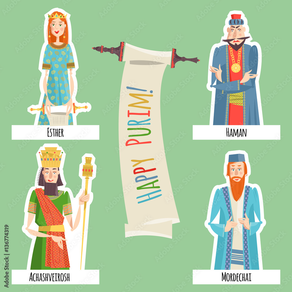 Finger puppets for Jewish festival of Purim. Book of Esther characters ...