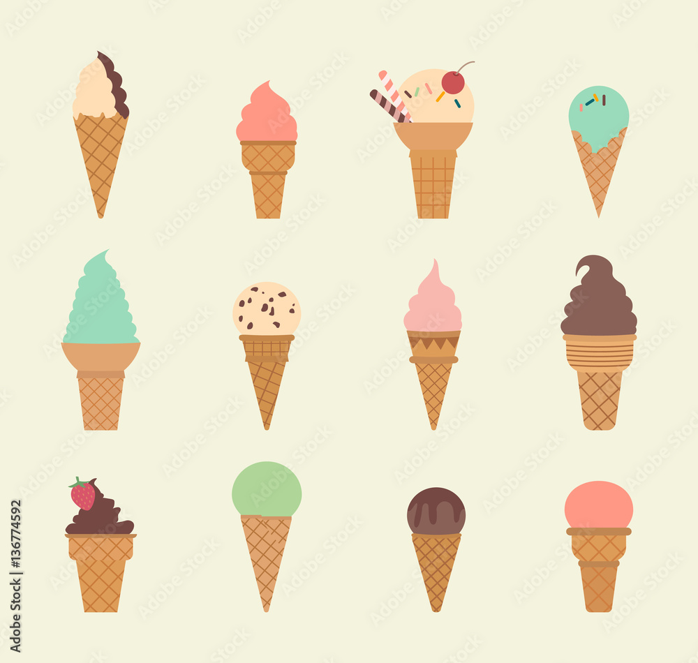 vector icon set ice cream cone Stock Vector | Adobe Stock
