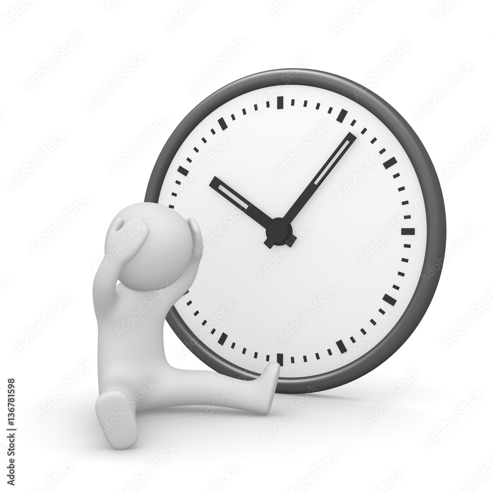 Desperate 3d man with the clock. 3d render. Stock Illustration | Adobe ...