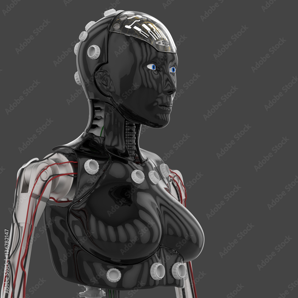3D Illustration Of A Female Humanoid Android Robot Stock-Illustration ...