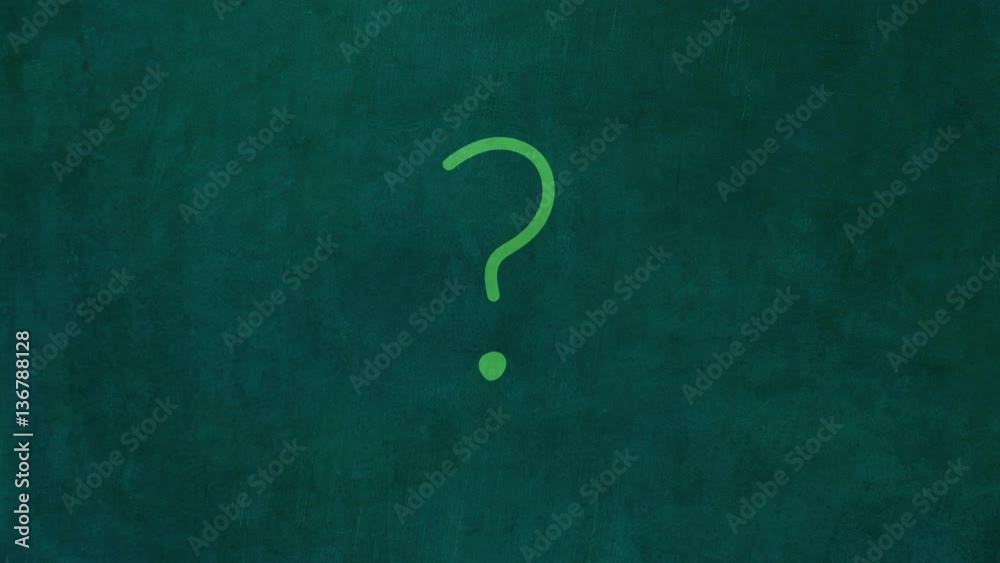 Question mark symbol falling down and bounce. Transforms into ...