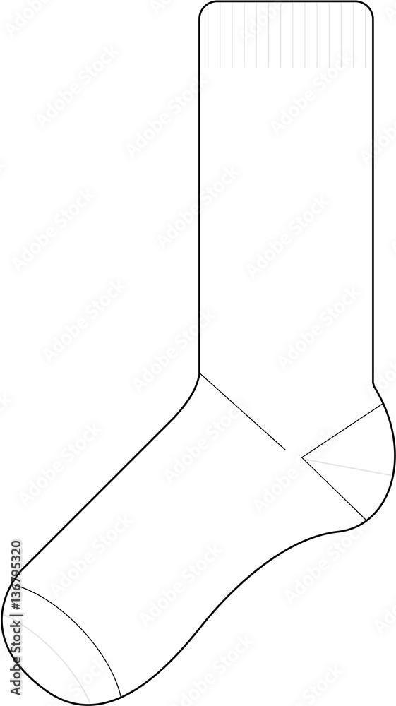 Sock Line Drawing Fashion Template Stock Vector | Adobe Stock