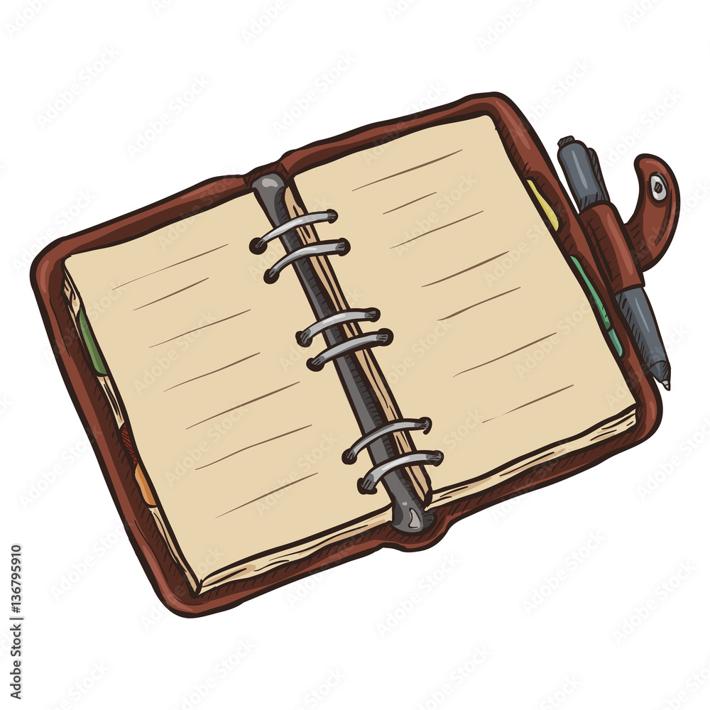 Vector Single Cartoon Diary on White Background Stock Vector | Adobe Stock