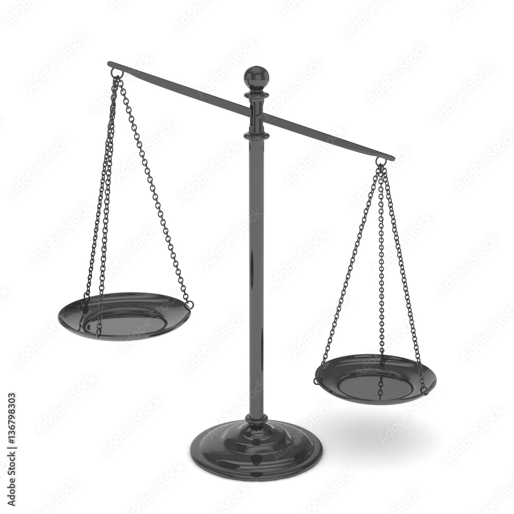 Isolated black scales on white background. Symbol of judgement. Law ...