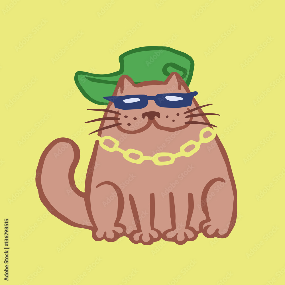 Rapper Cat Vector Illustration. Funny Cartoon Cool Character. Stock ...