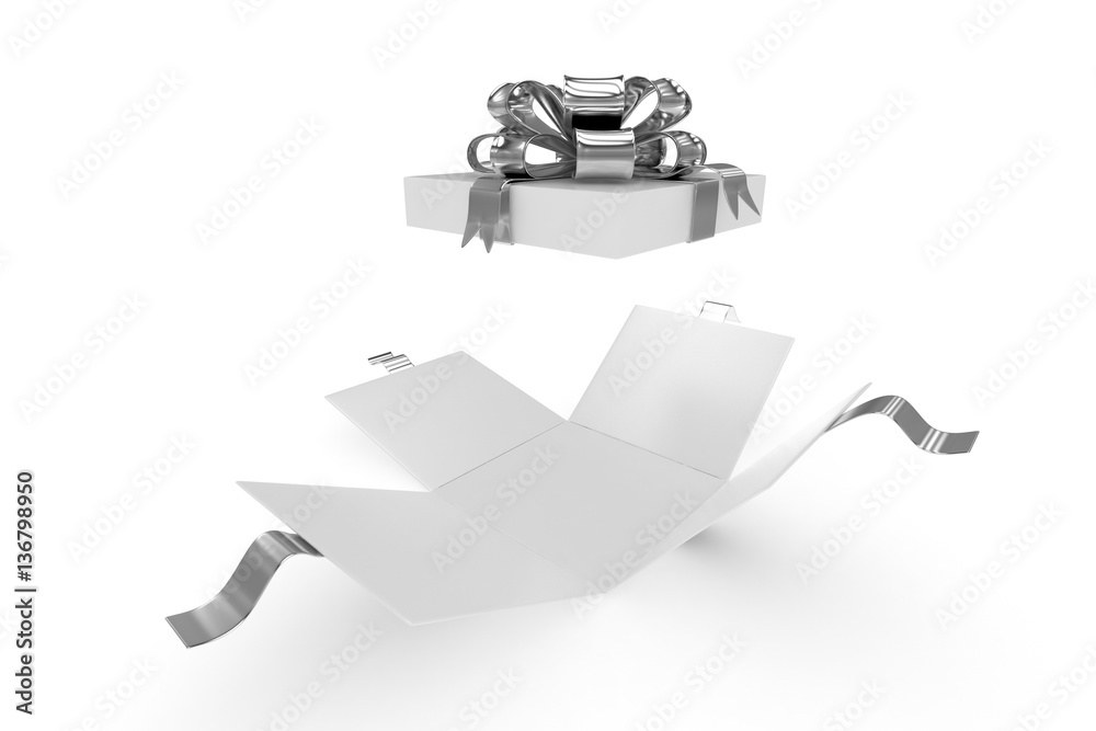 open gift box on white background. 3d rendering. Stock Illustration ...