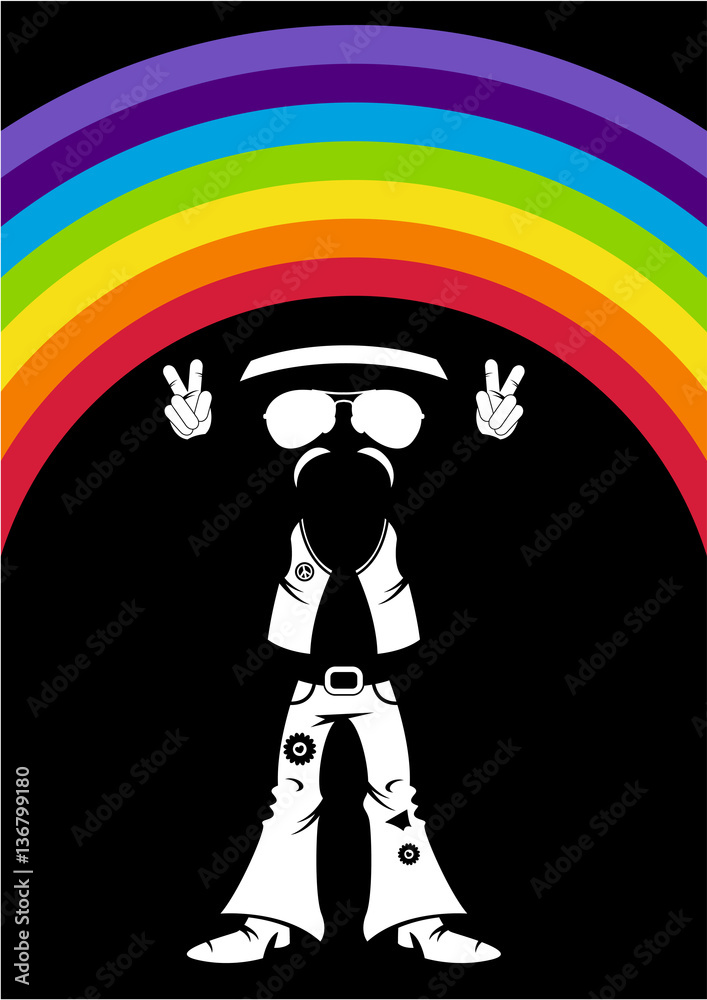 Cool Cartoon Hippie Boy with Rainbow Stock Vector | Adobe Stock