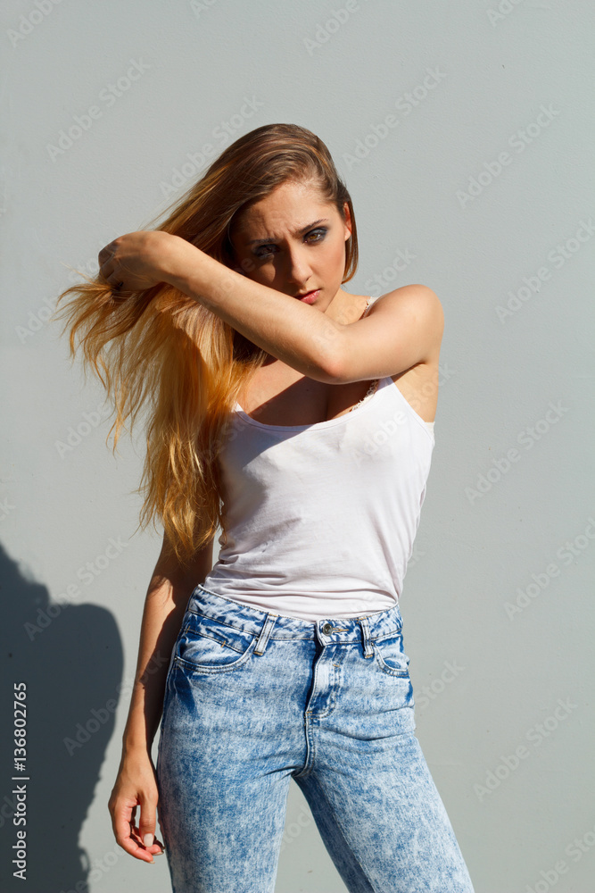 Foto Stock Portrait of beautiful sexy fashion model | Adobe Stock