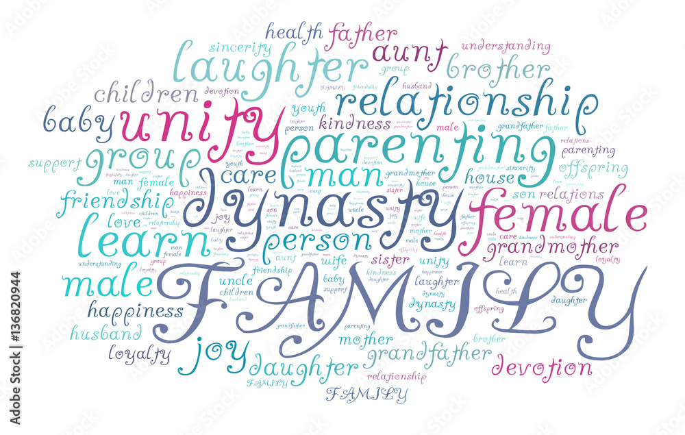 Family word cloud. Made of with words related to family ilustração do ...