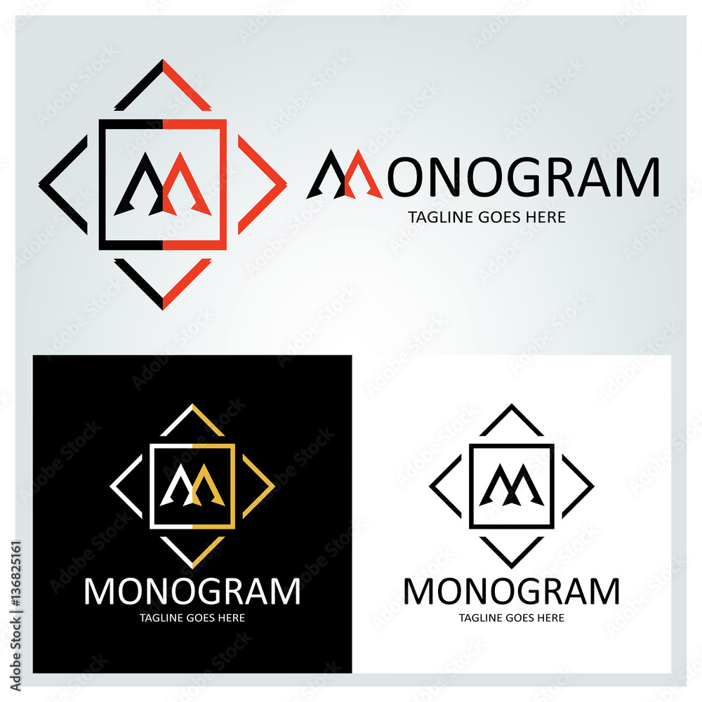 Monogram logo design template. Letter M logo design concept. Vector ...
