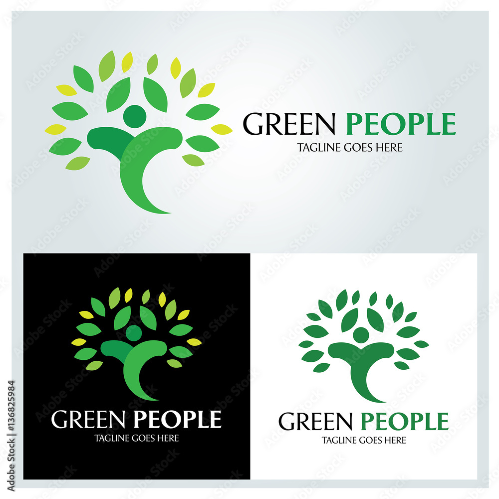 Green people logo design template. Vector illustration Stock Vector ...