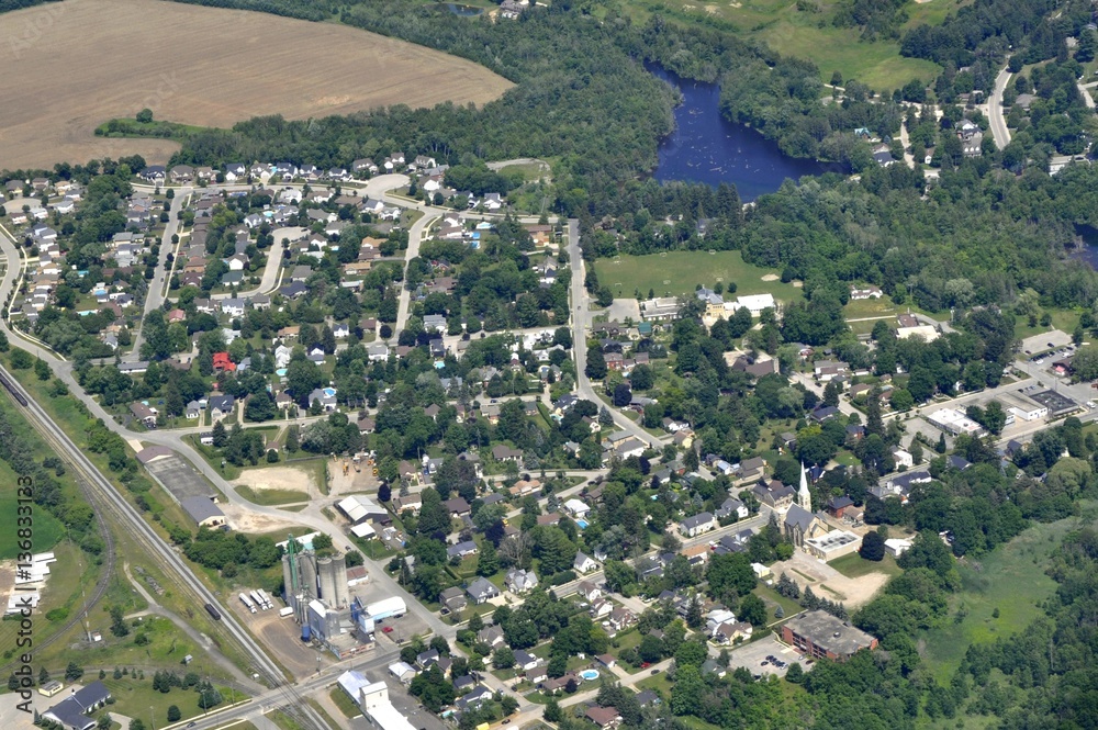 aerial view of the small twon community of Ayr, Ontario Canada Stock ...