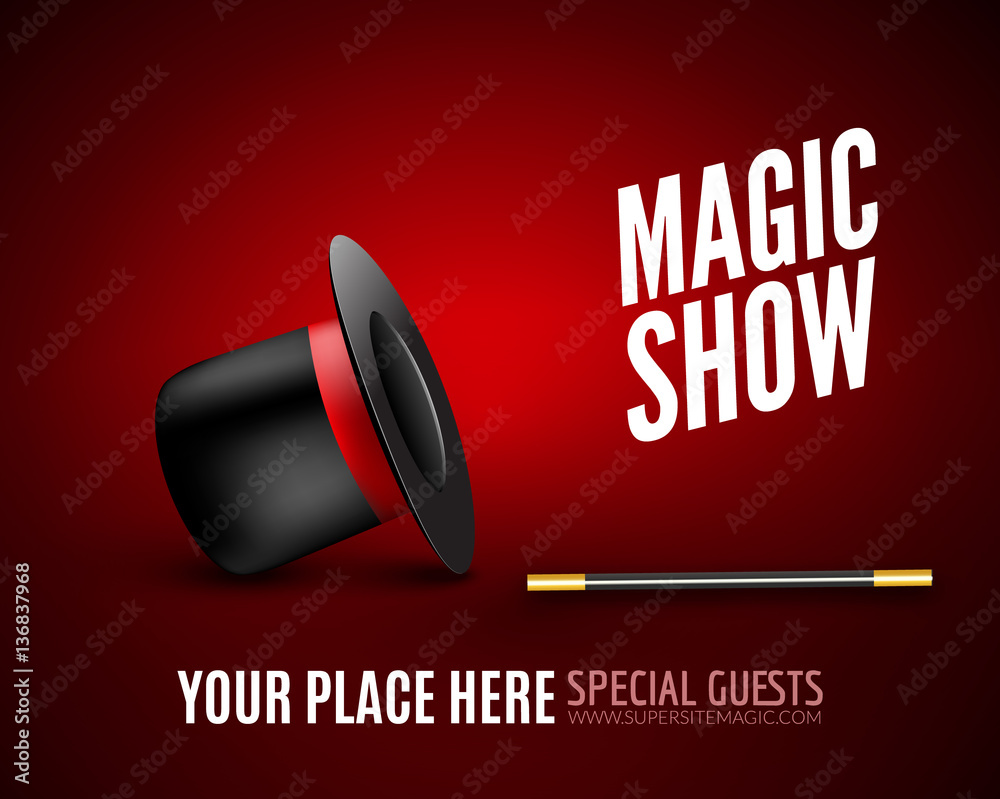 Magic Show poster design template. Magic show flyer design with magic ...