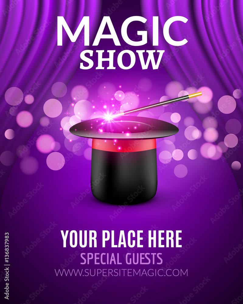 Magic Show poster design template. Magic show flyer design with magic ...