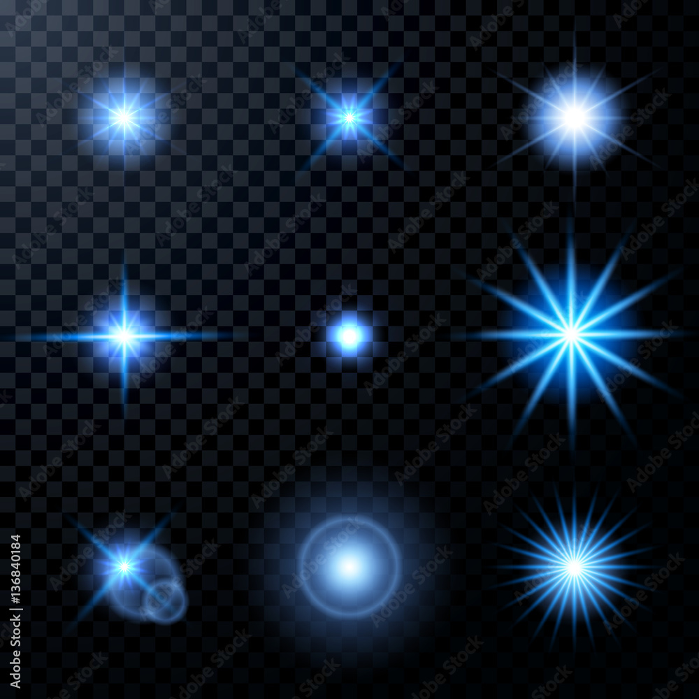 Realistic glow light effects. Lens flare set. Realistic glowing ...