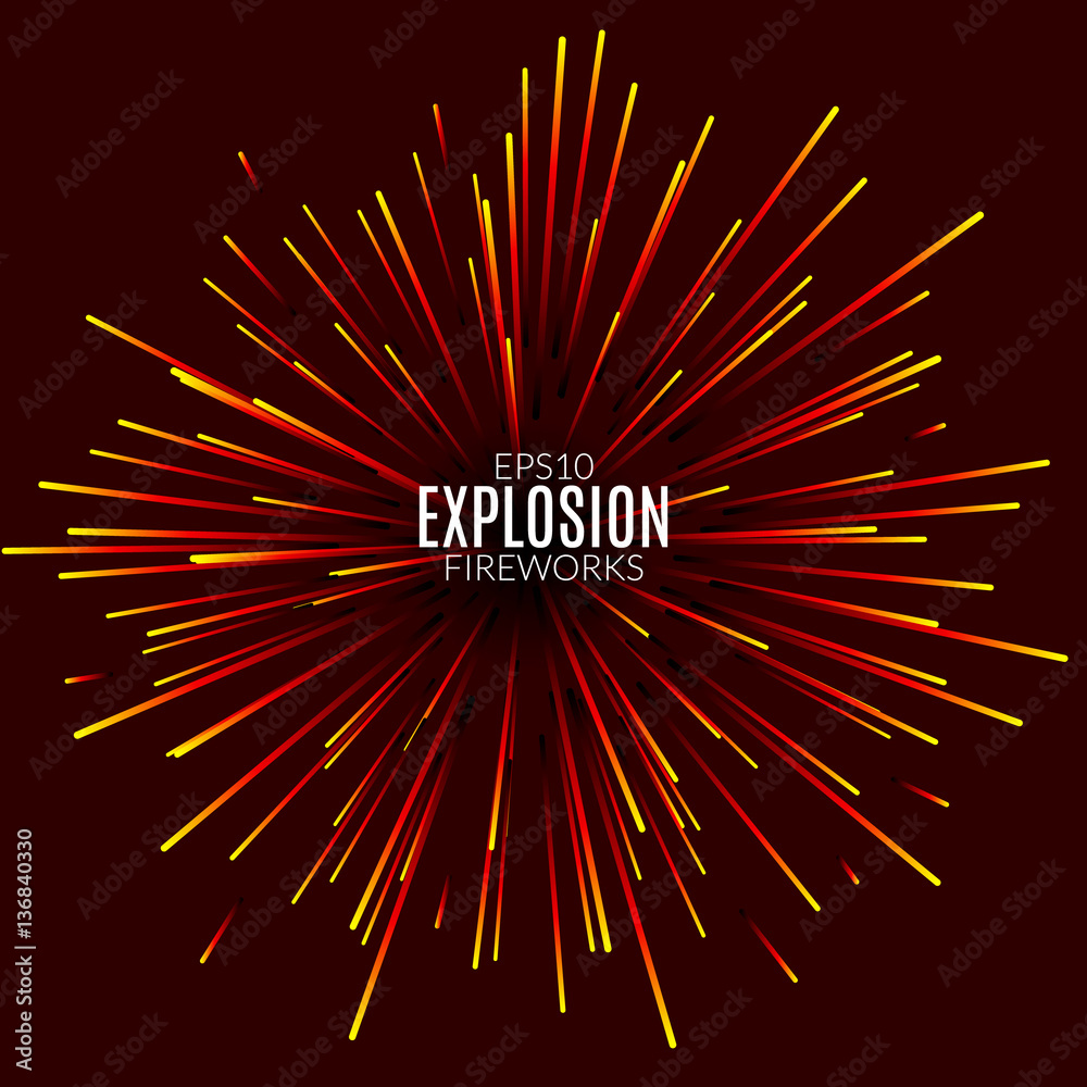Abstract explosion lines firework concept. Technology modern design ...