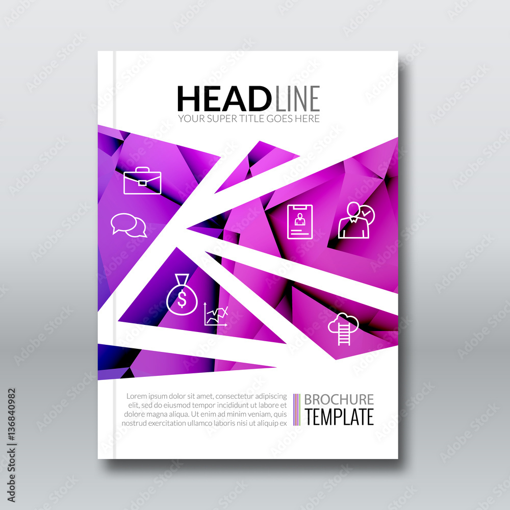 Cover report colorful triangle geometric prospectus design background ...