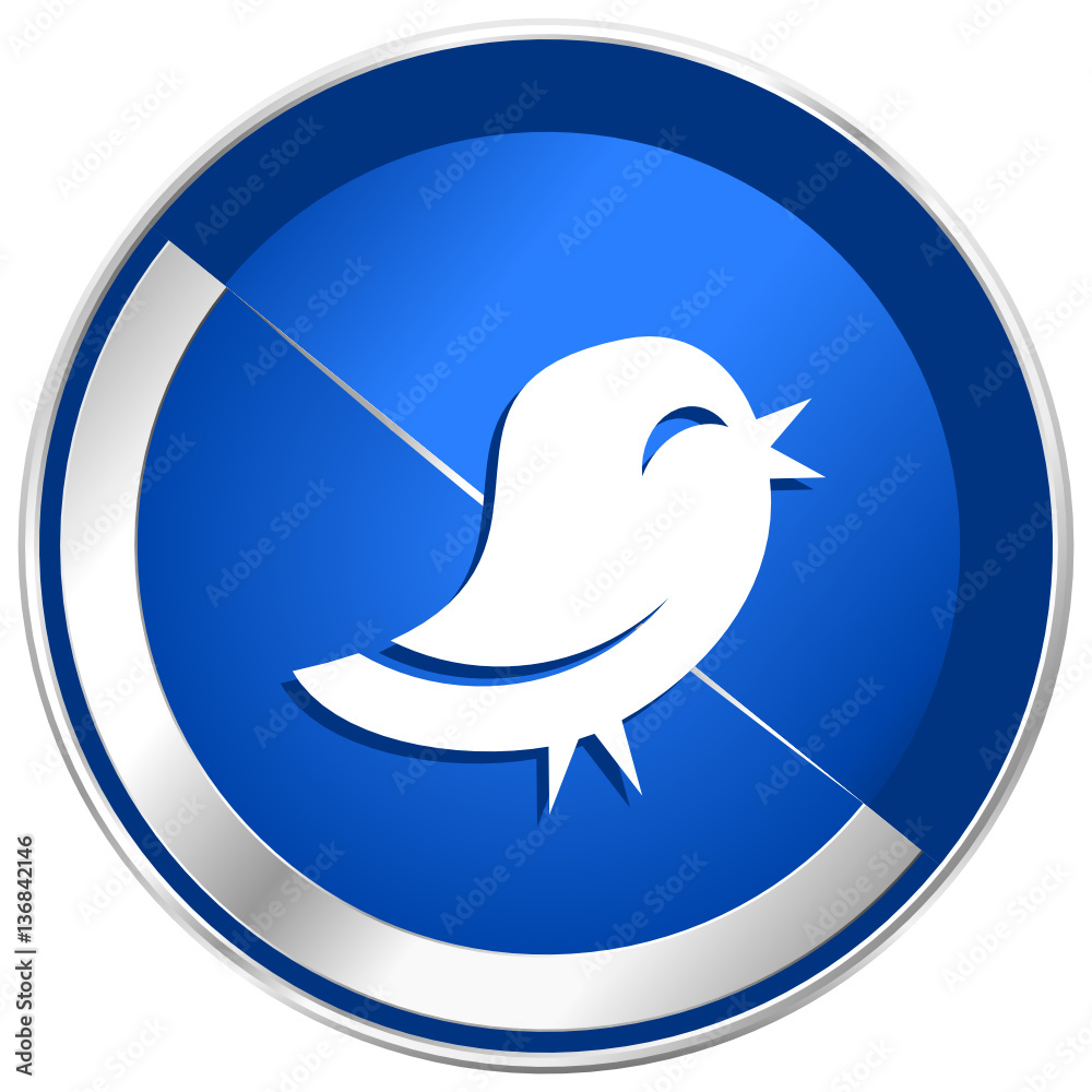 Twitter blue silver metallic web and smartphone vector icon isolated on ...