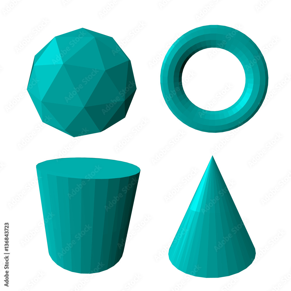 Abstract vector 3d shapes set. Vector illustration Stock Vector | Adobe ...