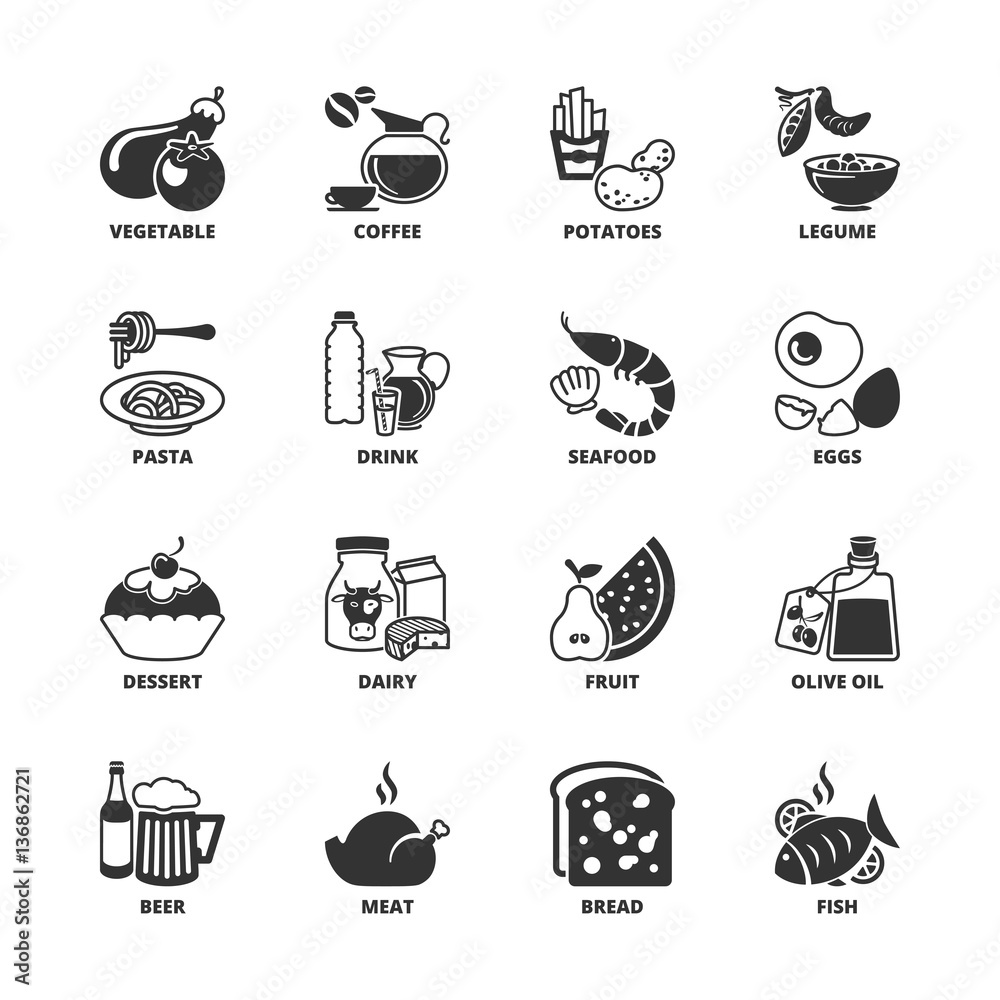 Food and drink symbols Stock Vector | Adobe Stock