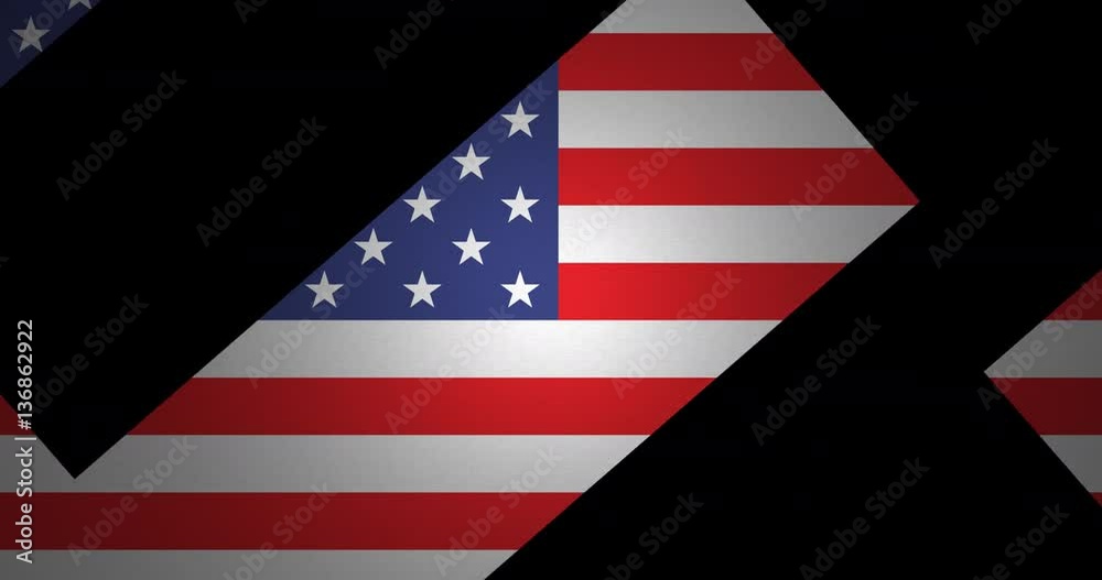Zooming in on text New York colored by American flag. Text rotates at ...