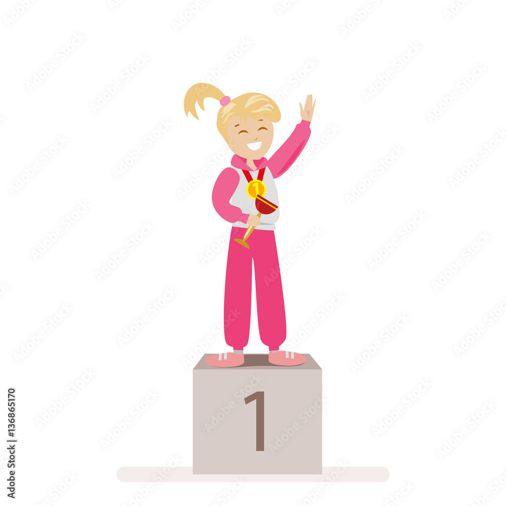 The girl took first place in sports. Award Ceremony Gold Medal winner ...