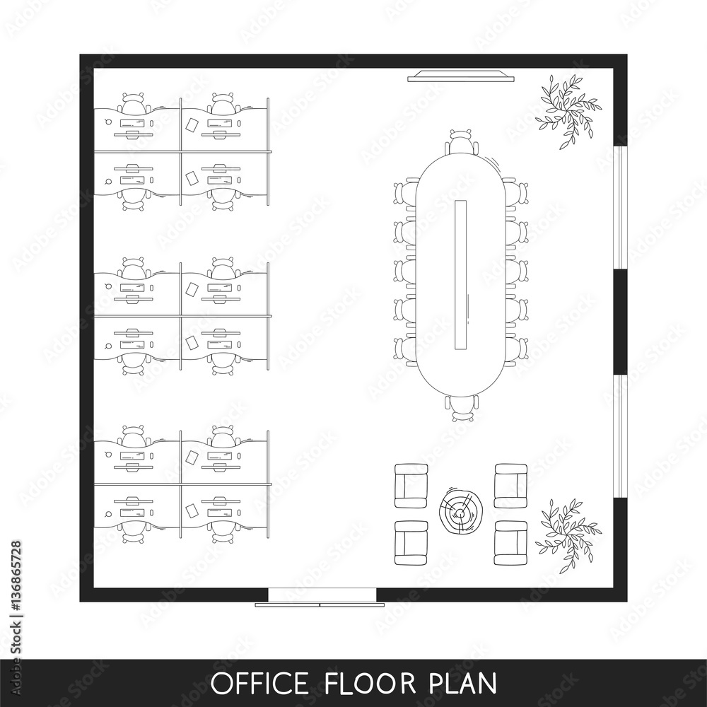 Office interior project top view plan Stock Vector | Adobe Stock