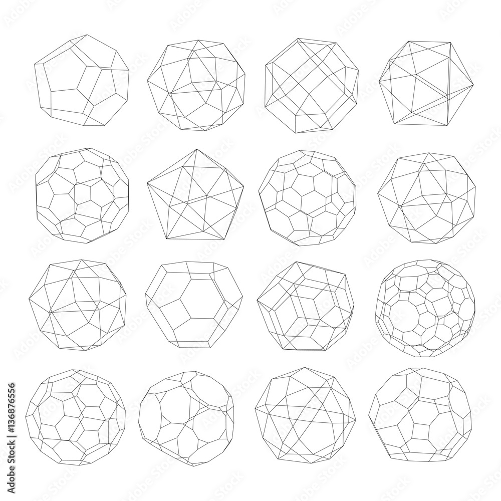 Set of polyhedrons - vector illustration Stock Vector | Adobe Stock