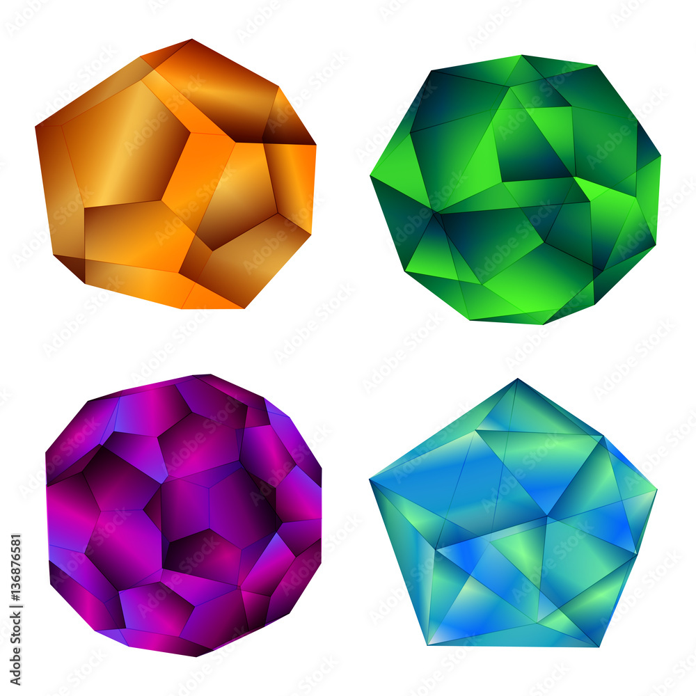 Set of polyhedrons - vector illustration Stock Vector | Adobe Stock