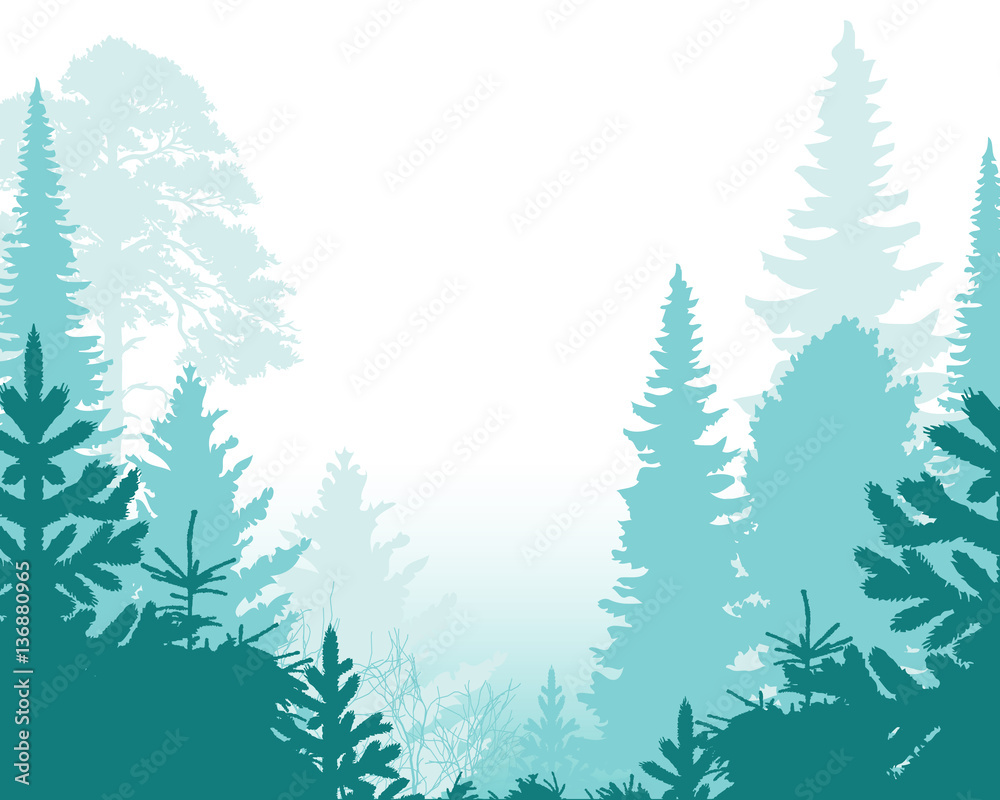 Pine Forest Background - vector illustration Stock Vector | Adobe Stock