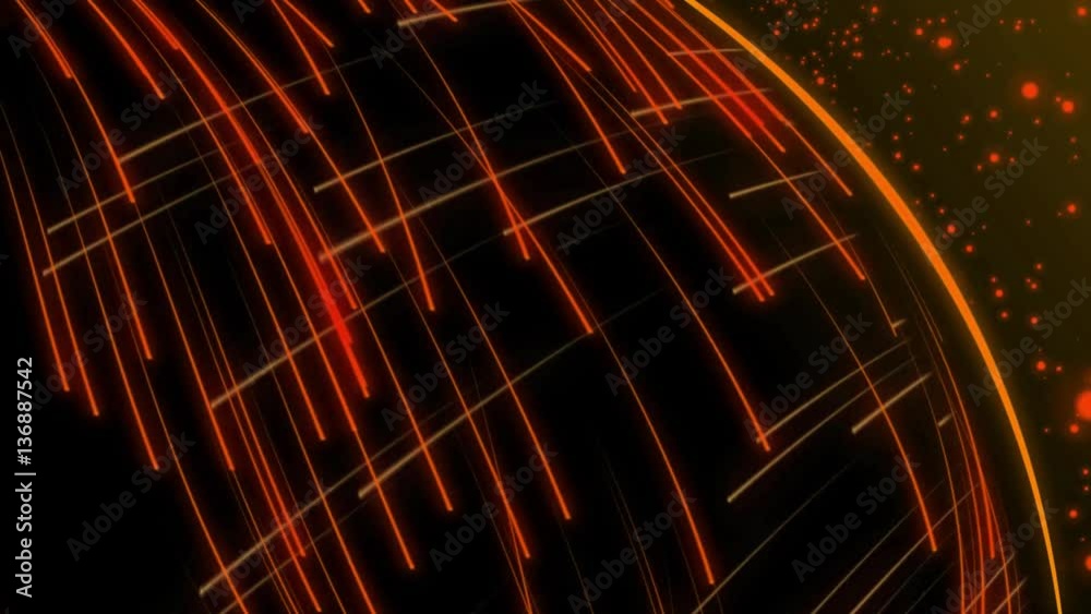 Seamless animation of abstract orange light laser beam ray shooting in ...