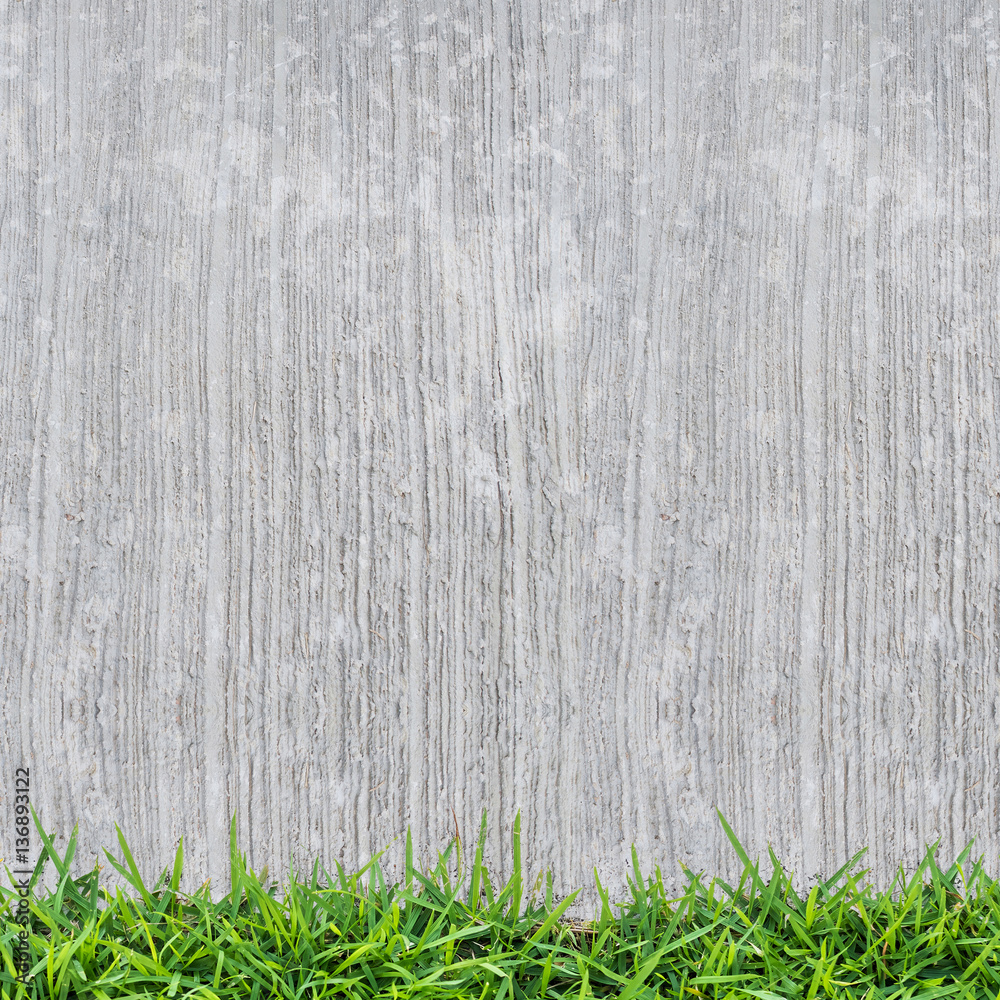 Vintage background of concrete texture and green grass. Stock Photo ...