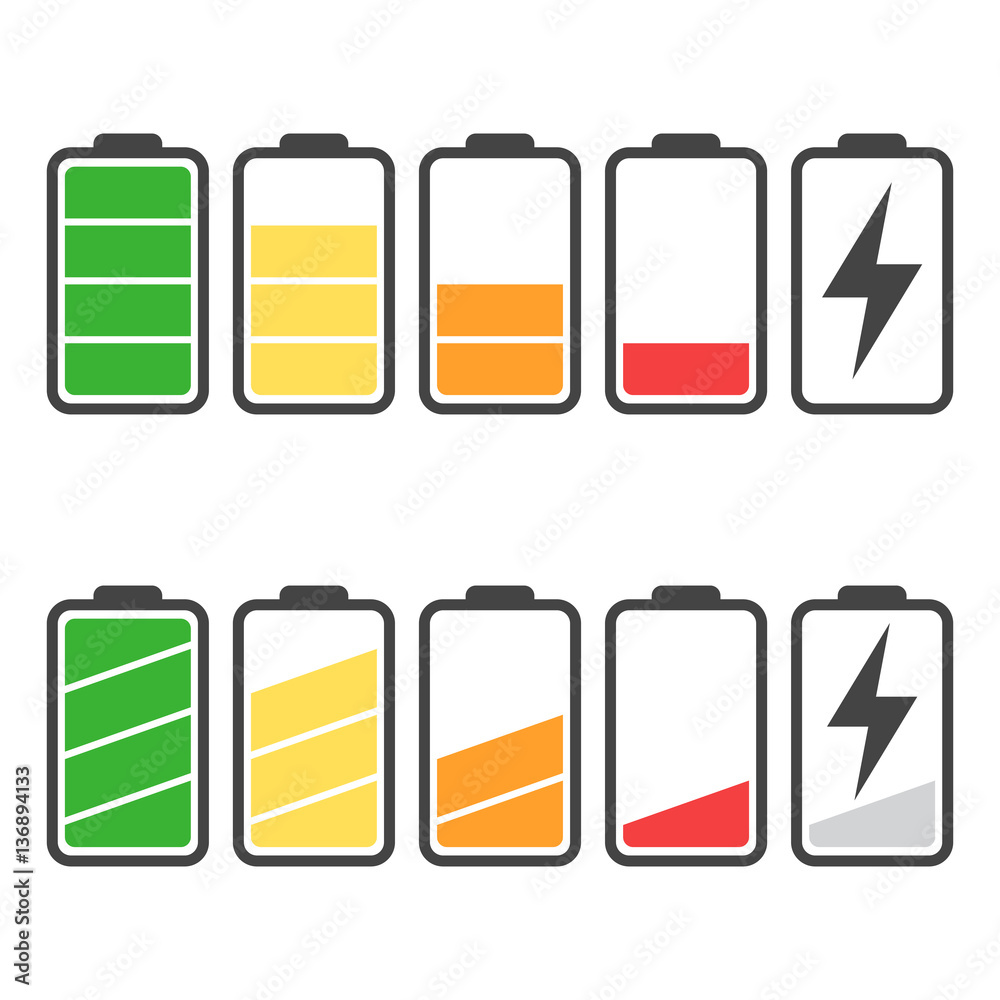 Battery icon vector set isolated on white background. Symbols of ...