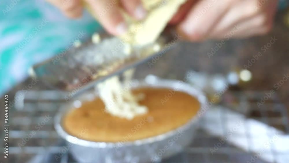 making cakes, Close up Woman's hand, Women are making cakes and grated ...