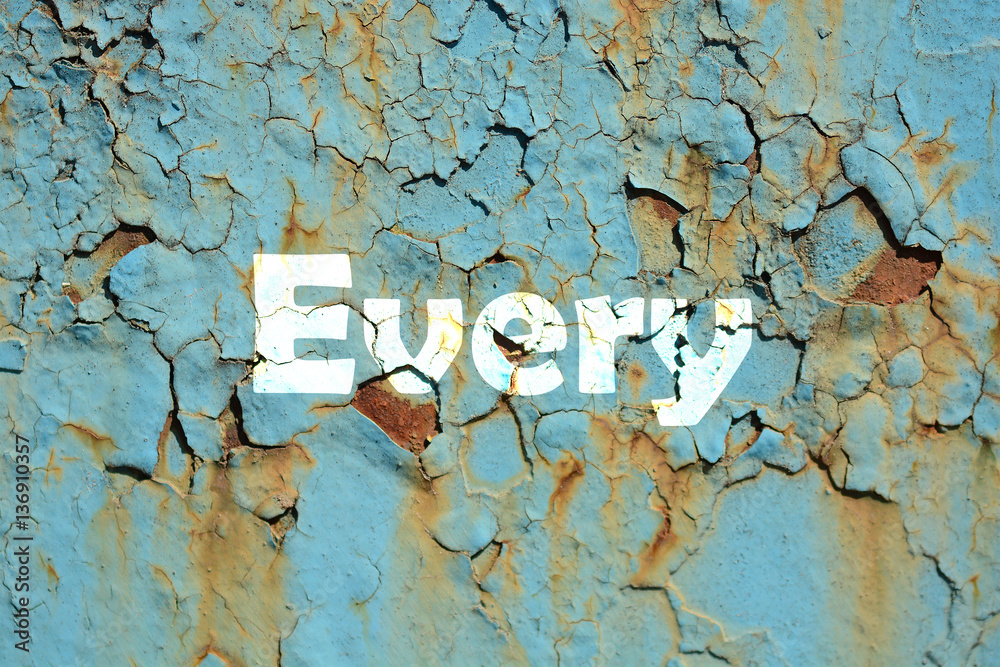 every word print on the rusty corrugated metal wall texture background ...