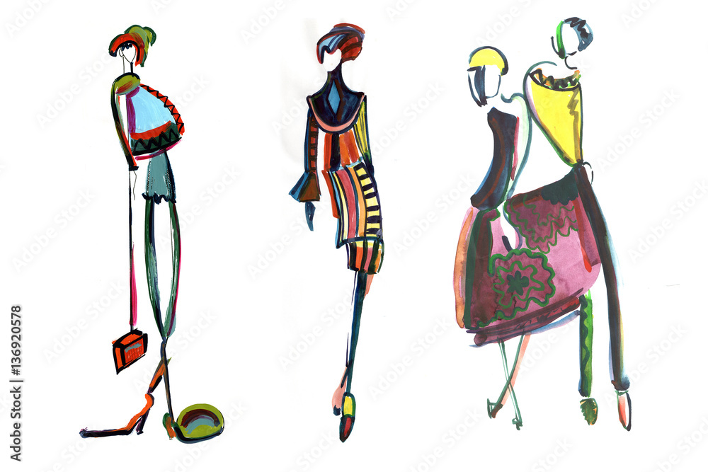 female figure. abstract, fashion illustration-14 Stock Illustration ...