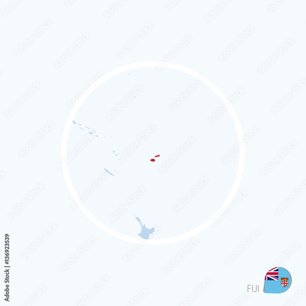 Map icon of Fiji. Blue map of Oceania with highlighted Fiji. vector de ...